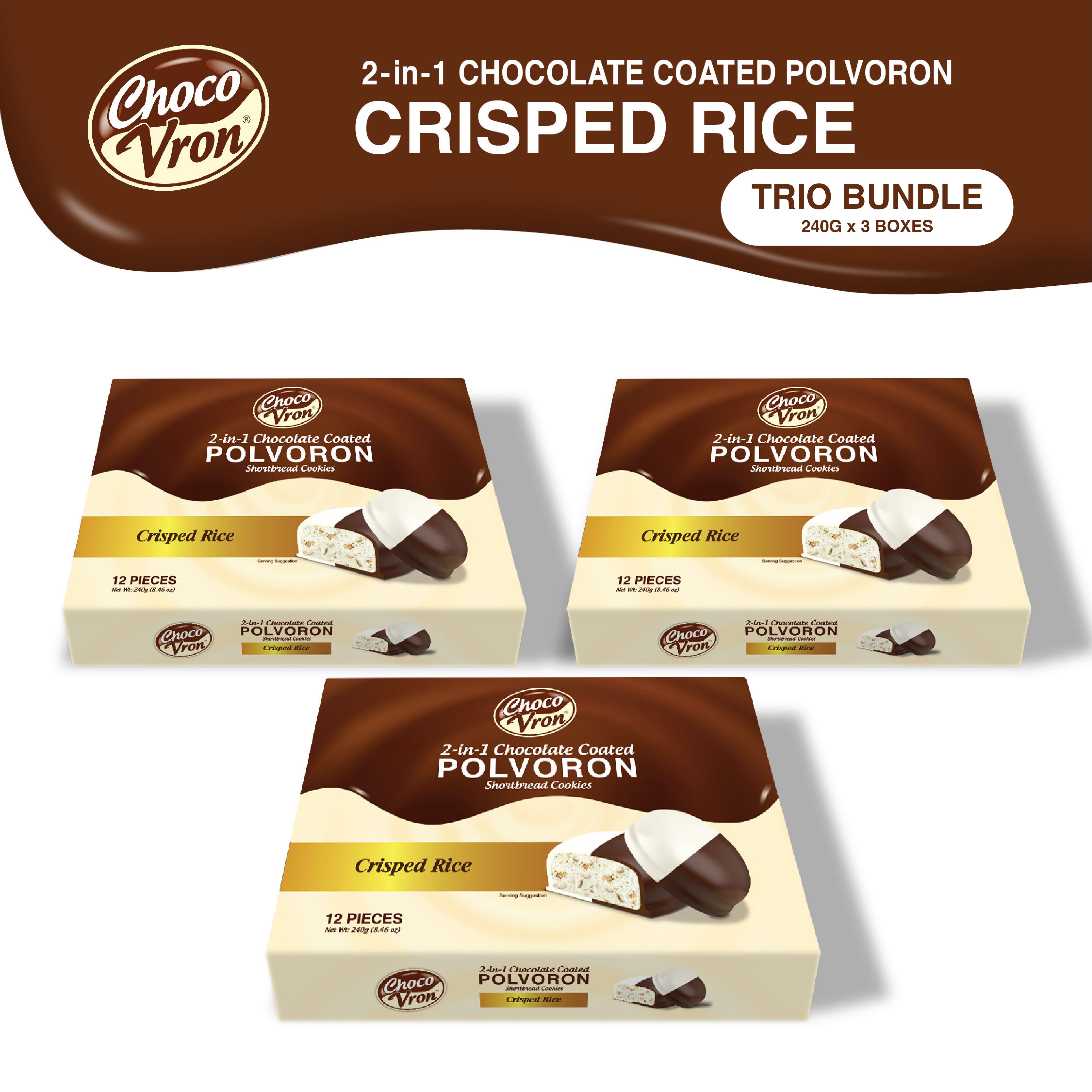 ChocoVron Gift Box 2 in1 Chocolate-coated Crisped Rice Polvoron 240g ...