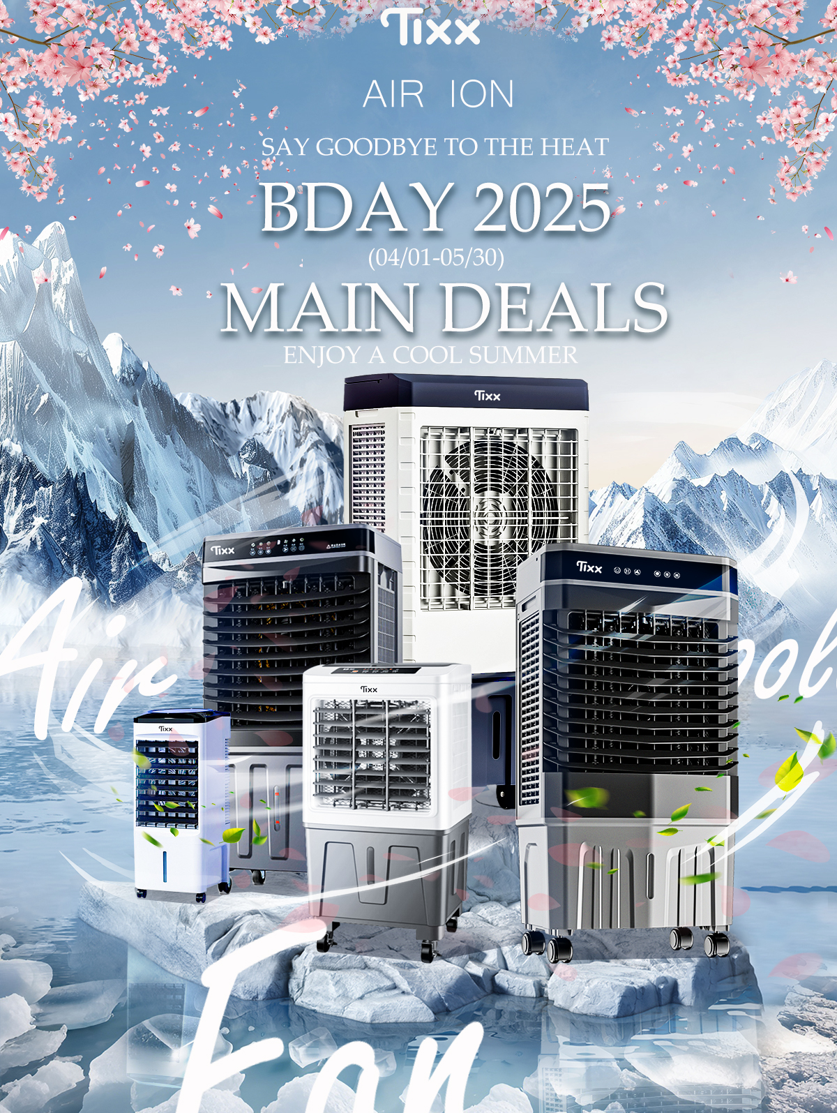 Tixx Air Cooler Fan 40/50/70L With Remote Portable Aircon Mini Air ...