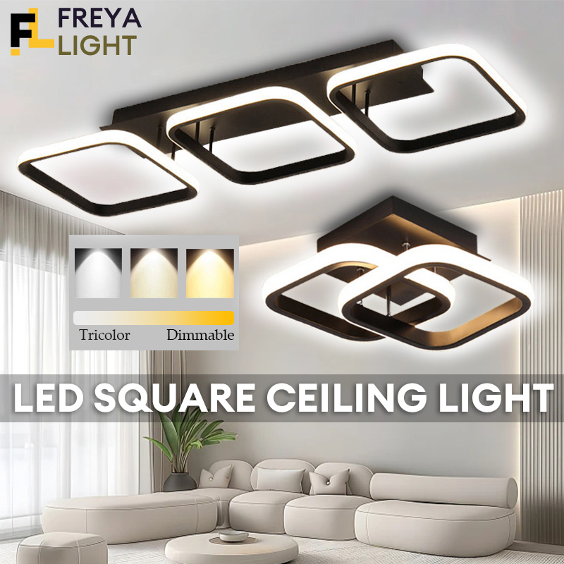 LED Ceiling Light Tri-Color Dimmable Modern Design Square Flush Mount ...