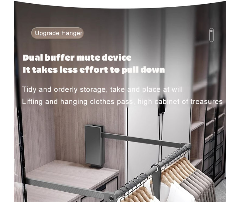 High Cabinet Pull Down Clothes Hanger Rod Hanging Clothes Closet Rod ...