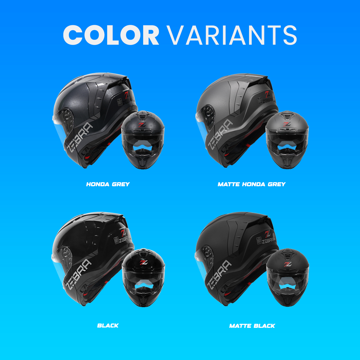 ZEBRA VALIDUS YM-925 Modular Helmet Full Face Dual Visor Helmet ...