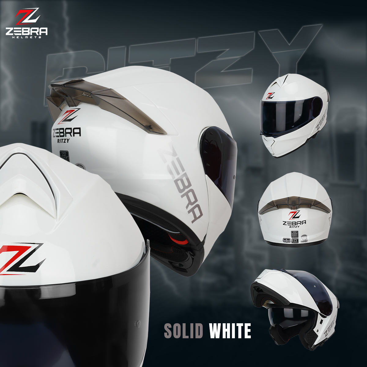 ZEBRA A113 RITZY Modular Helmet Full Face Dual Visor Helmet For ...