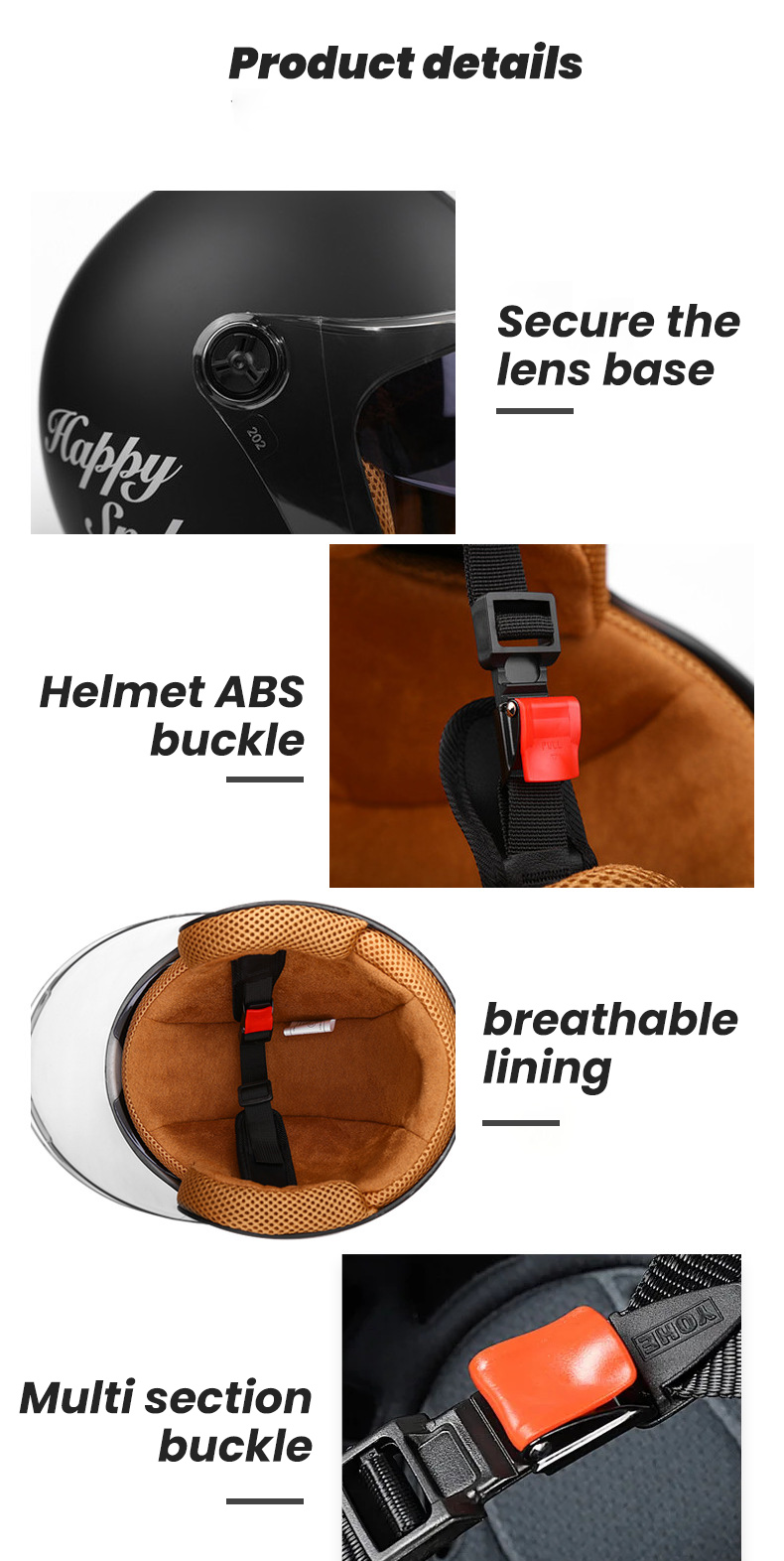 NEVA Retro Classic Motorcycle Helmet Open Face Dual Visor with ICC ...