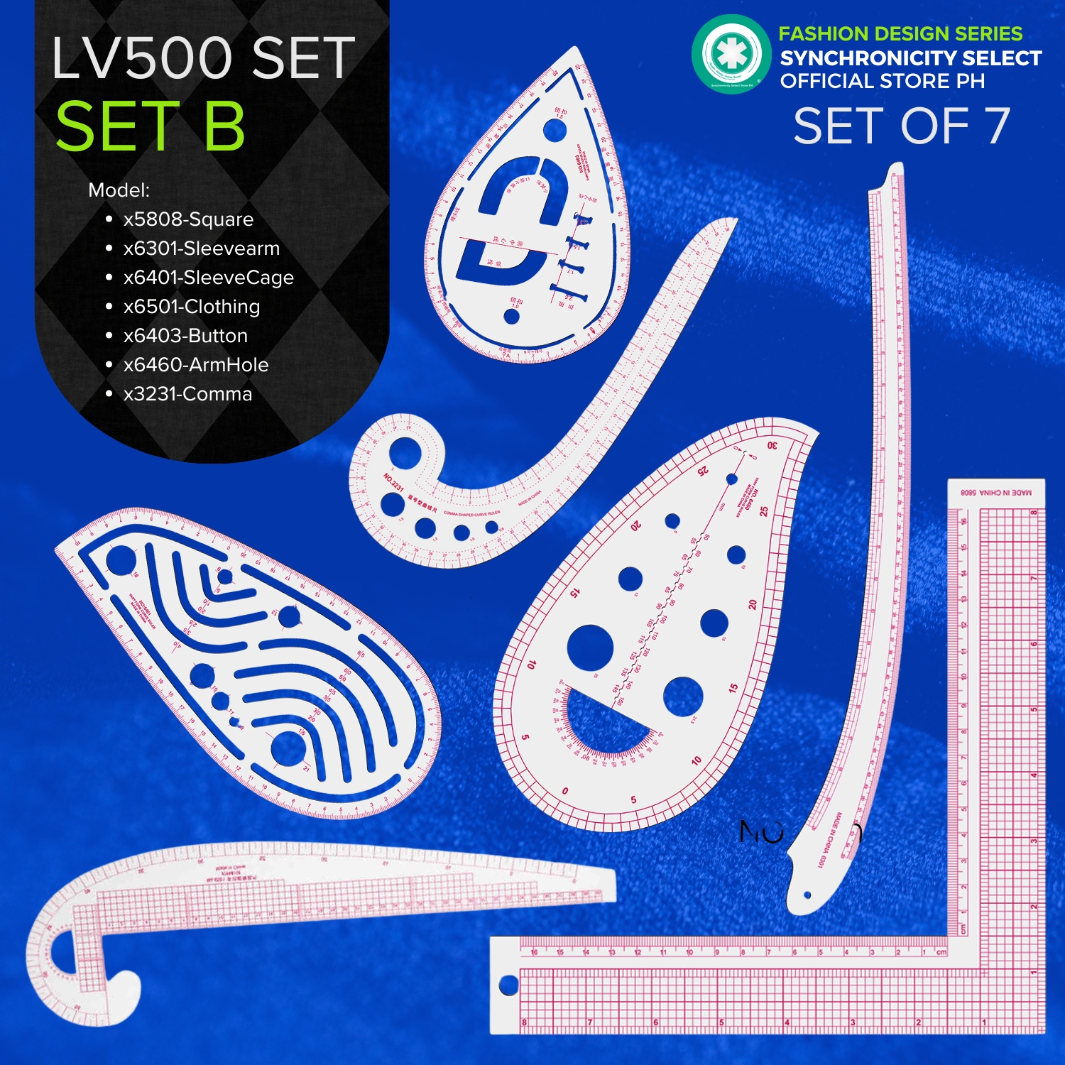 LV500 17-Piece Fashion Design Ruler Set – French Curve, Pattern, Hip ...