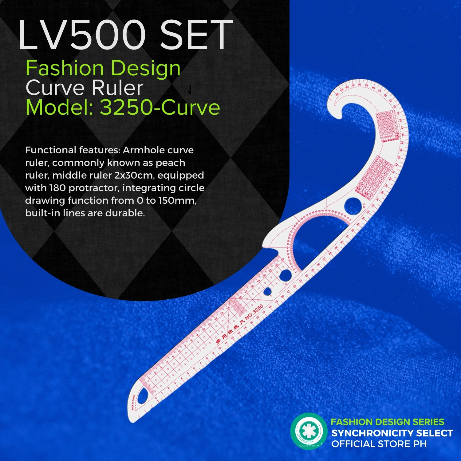 LV500 17-Piece Fashion Design Ruler Set – French Curve, Pattern, Hip ...