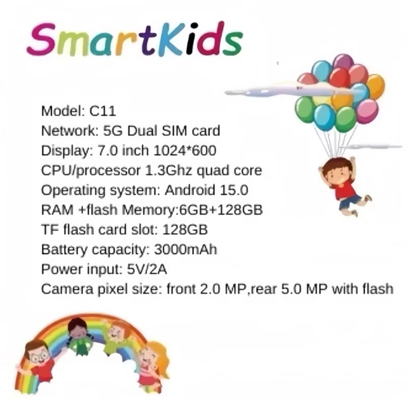 C11 Smartkids 7 inches Dual Sim 5G Android Tablet for Kids With ...