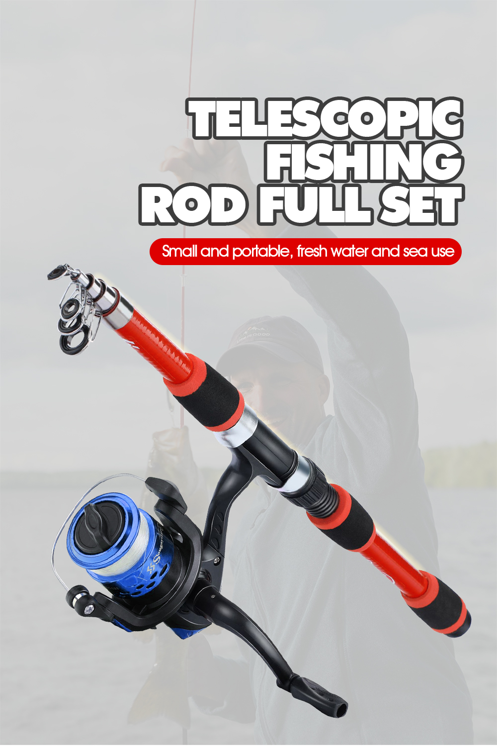 1.8M Fishing Rod Full Set Telescopic Fishing Rod 6 Sections Fishing ...