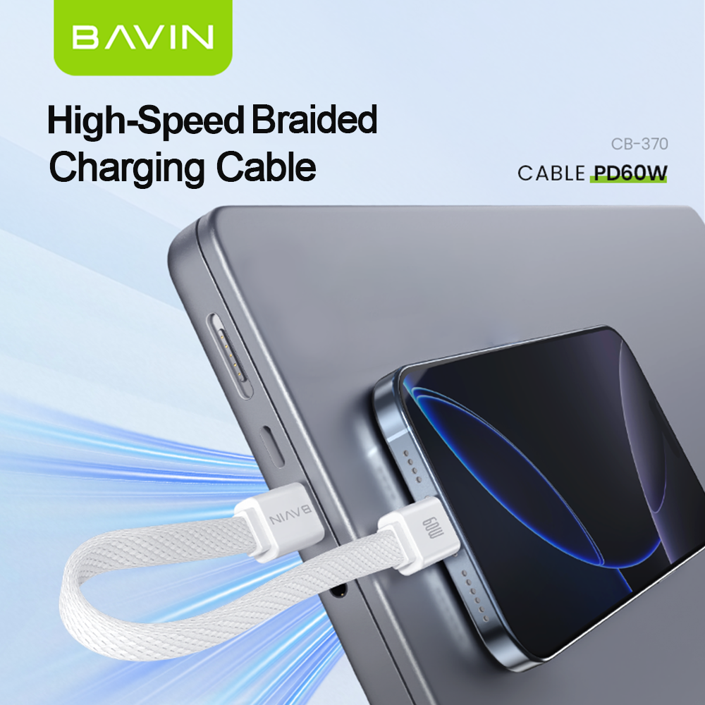 BAVIN CB370 60W Fast Charging Mini Cable 25cm Braided Wire for Type-C ...