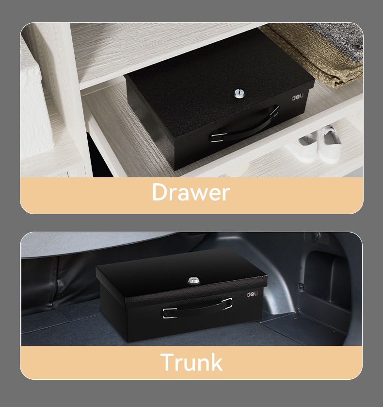 Deli Fireproof Money Box With Lock And Key Safe Deposit Box Mechanical ...