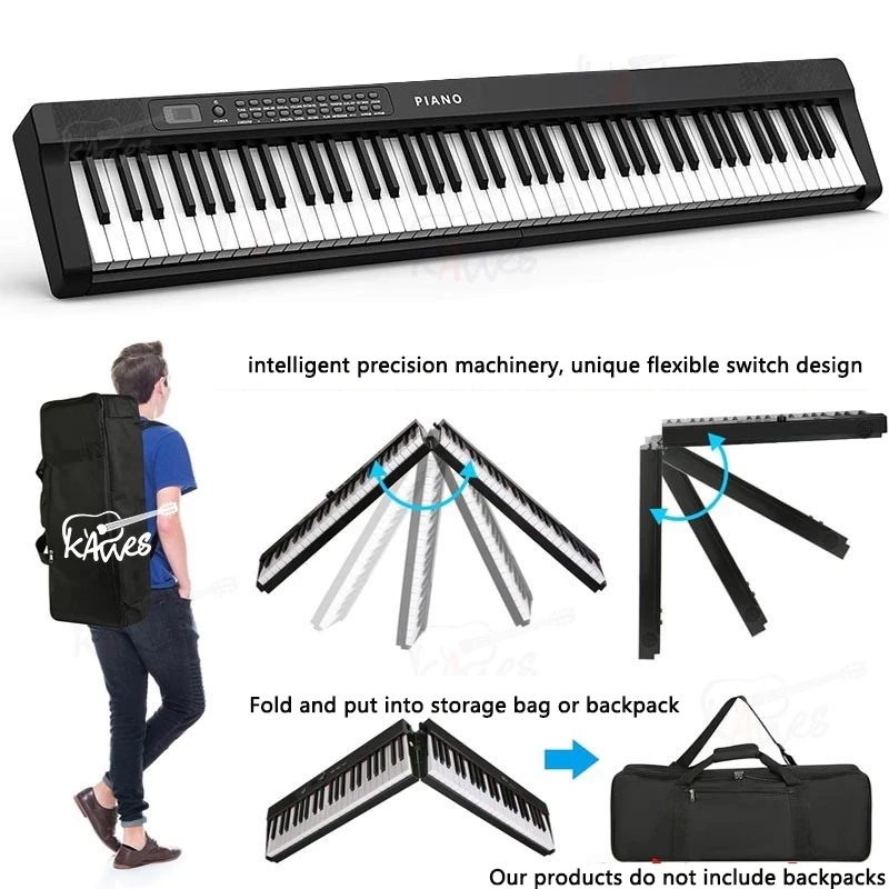 88 Keys/61 Keys Foldable Digital Piano Electric Keyboard Keys w ...
