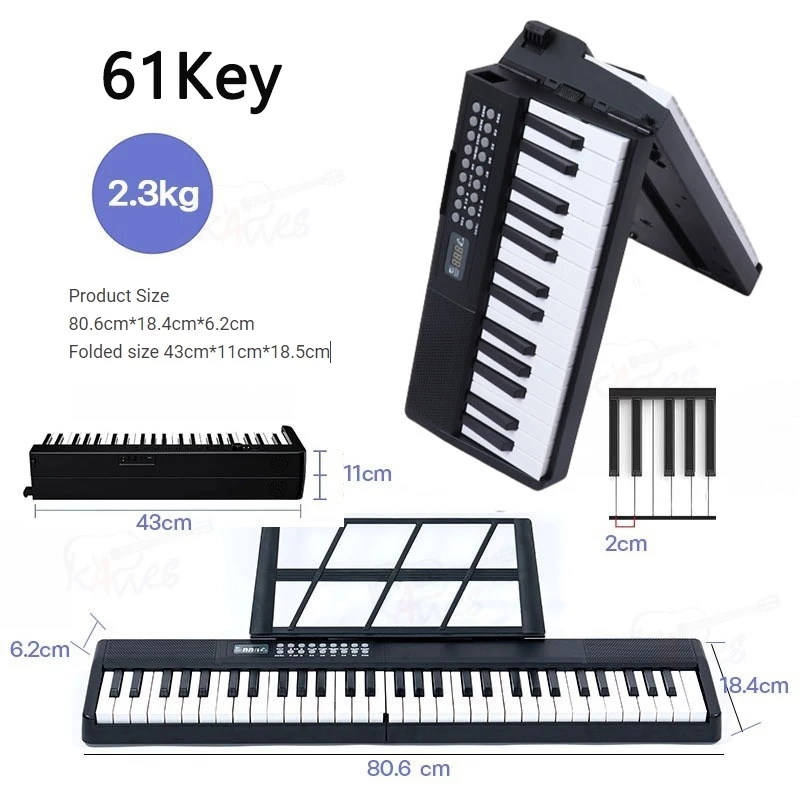 88 Keys/61 Keys Foldable Digital Piano Electric Keyboard Keys w ...