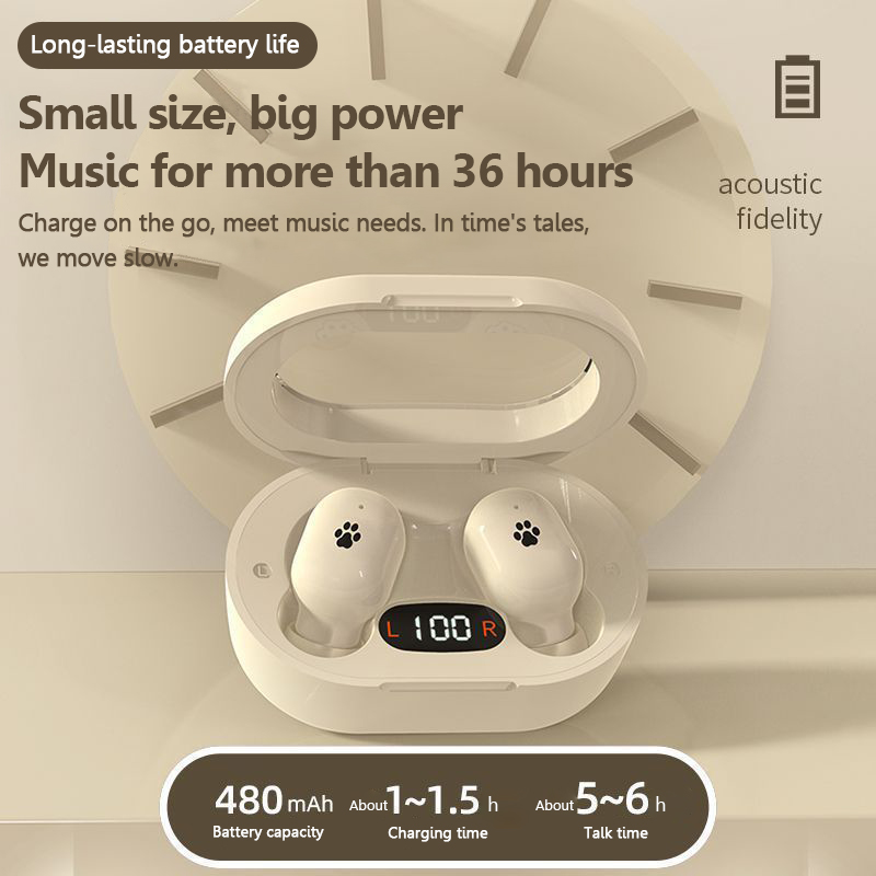 TWS Cat Paw Bluetooth 5.3 Cute Earbuds Wireless HiFi Noise Cancelling ...