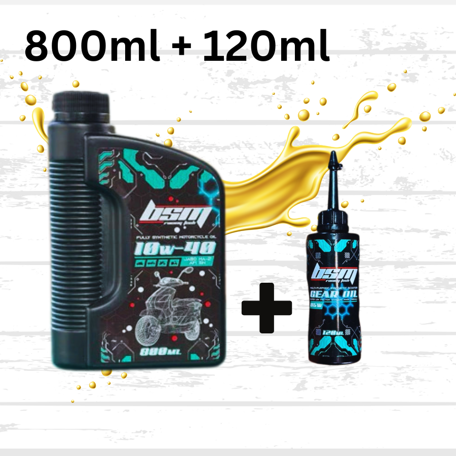 BSM Engine Oil 800ml 1Liter w/ Gear Oil 120ml 10w-40 Fully Synthetic ...