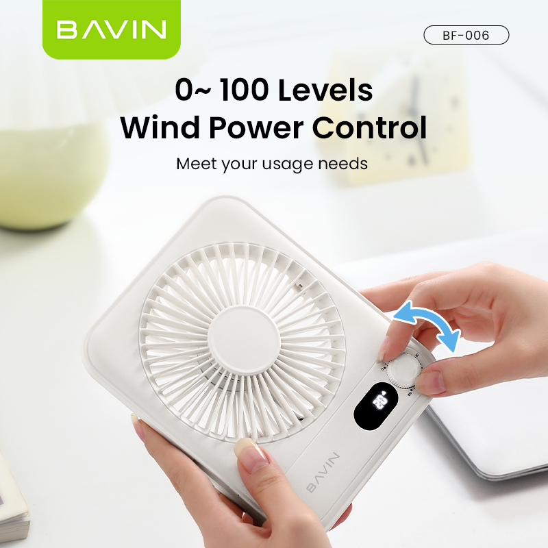 BAVIN BF006 Ultra-Thin Portable Mini Desktop Fan w/ 4-Speed Strong Wind ...