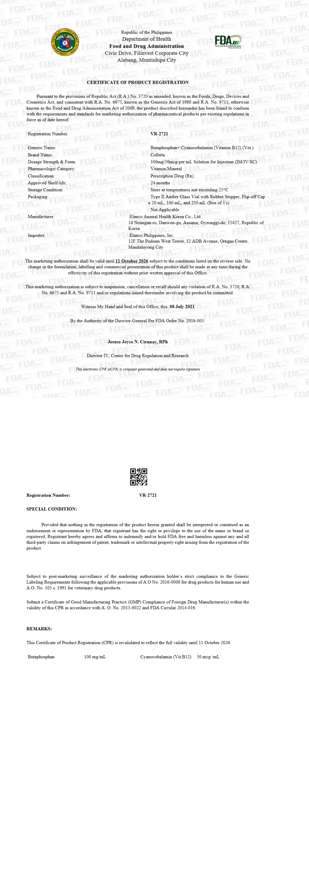 Butaphosphan and Cyanocobalamin Complete Animal Health Supplement 100ml ...