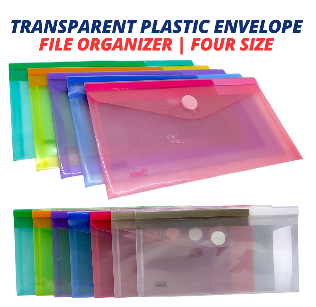 A5/A4/BL/FC Colored Plastic Envelope for School and Office Transparent ...