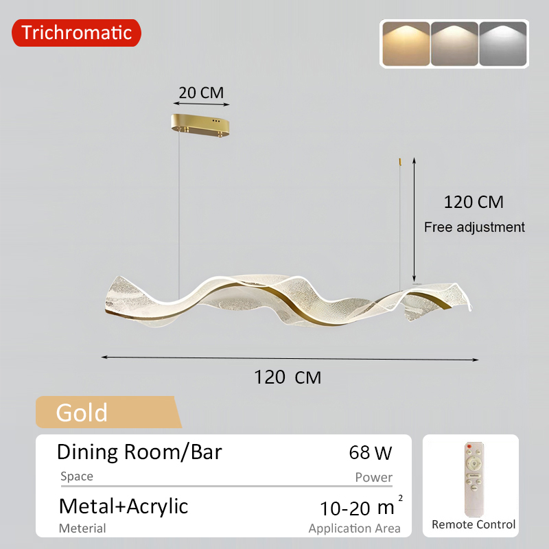 Modern Acrylic Ribbon Led Chandelier Ceiling Dining Room Pendant Light ...