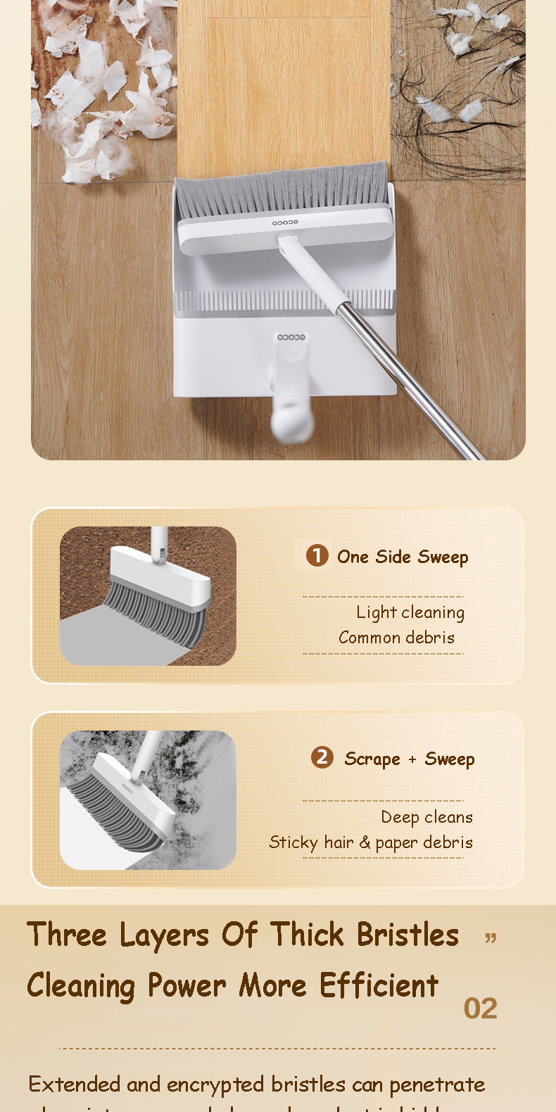 Ecoco Foldable & Rotatable Broom Dust Pan With Comb Dustpan Set ...