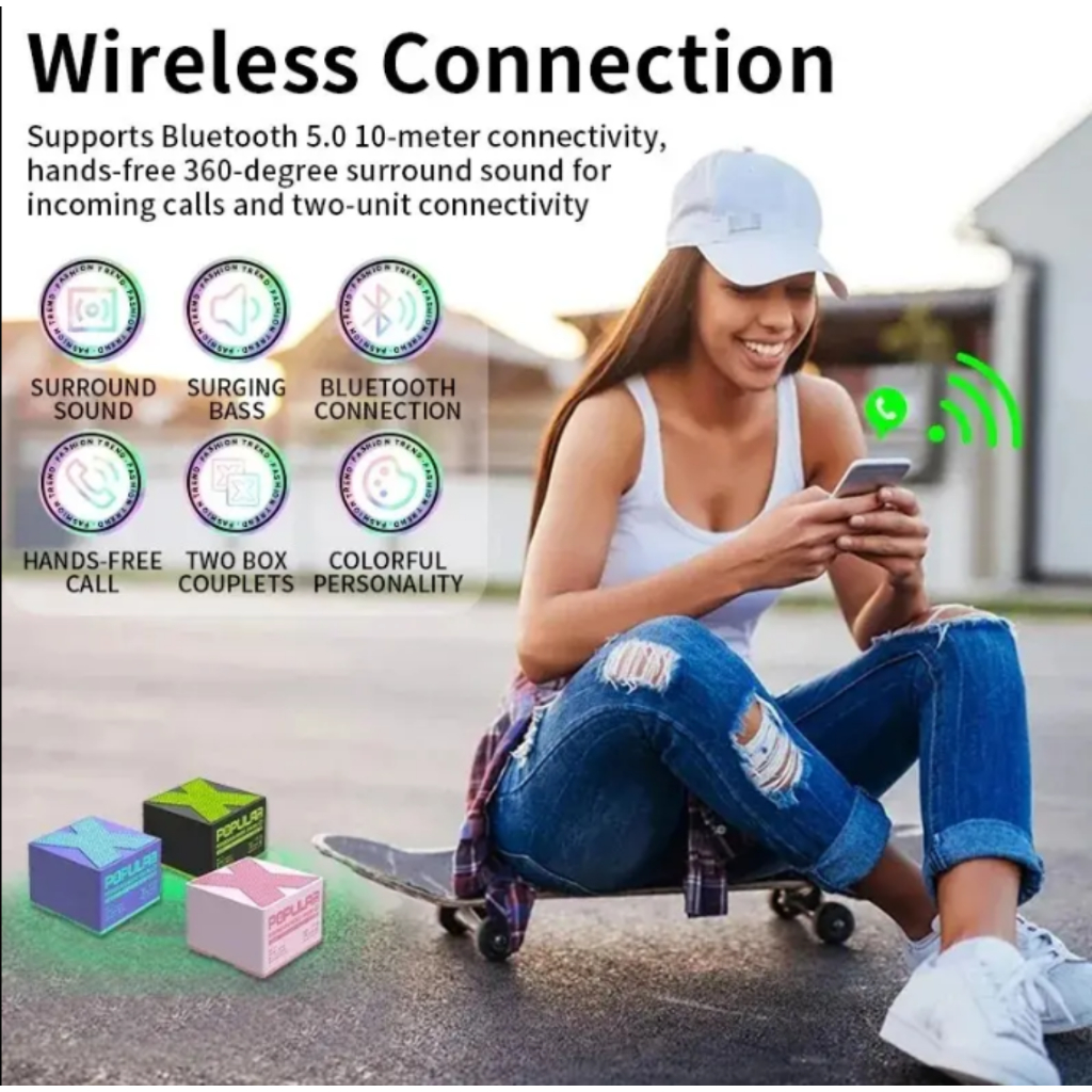 Speaker Portable Bluetooth 5.0 Stereo Surround Mini Desktop Speaker Outdoor Subwoofer ...