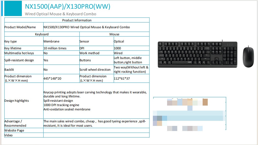 RAPOO X130Pro Wired Optical Mouse & Keyboard Combo | Shopee Philippines