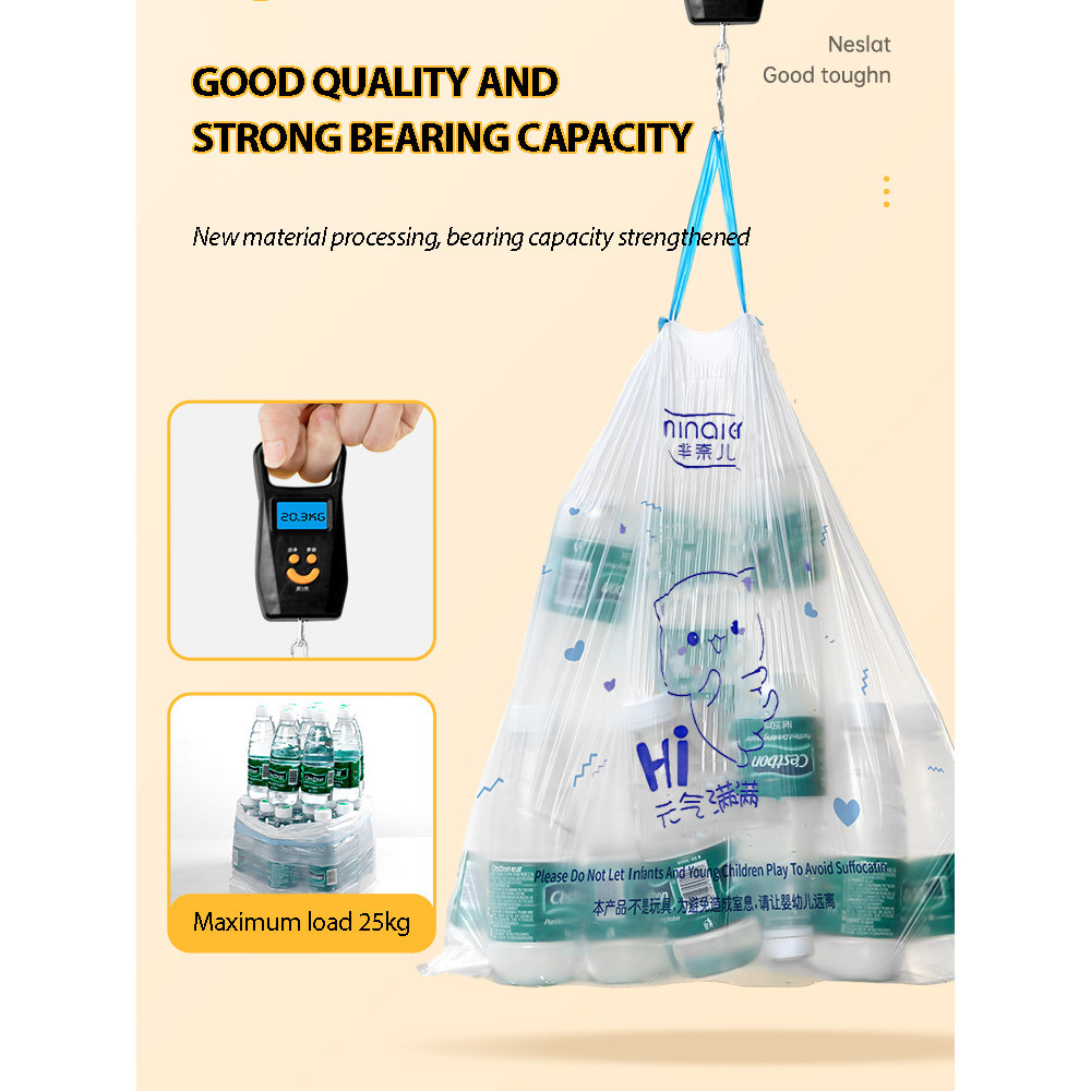 [100pcs] Roll Drawstring Garbage Bag Thickened Automatic Closing ...