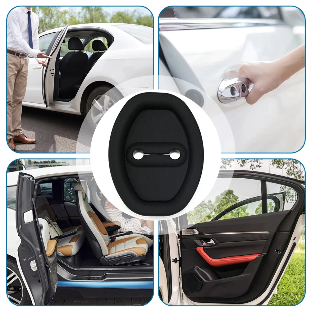 Car Door Lock Anti-Collision Silicone Cover Auto Doors Lock Buckle Mute ...