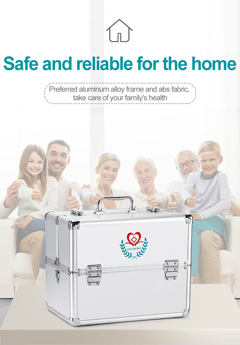 3 Layer Home Medicine Box Aluminum Alloy Medical First Aid Box Medicine ...