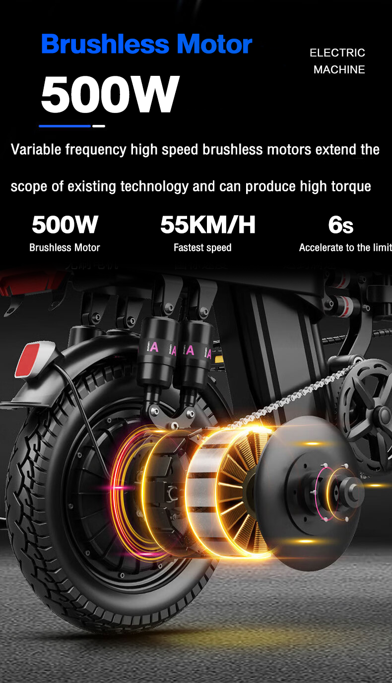 Electric bike for adult foldable Two Wheels e bike 48V20A 14 inch ...