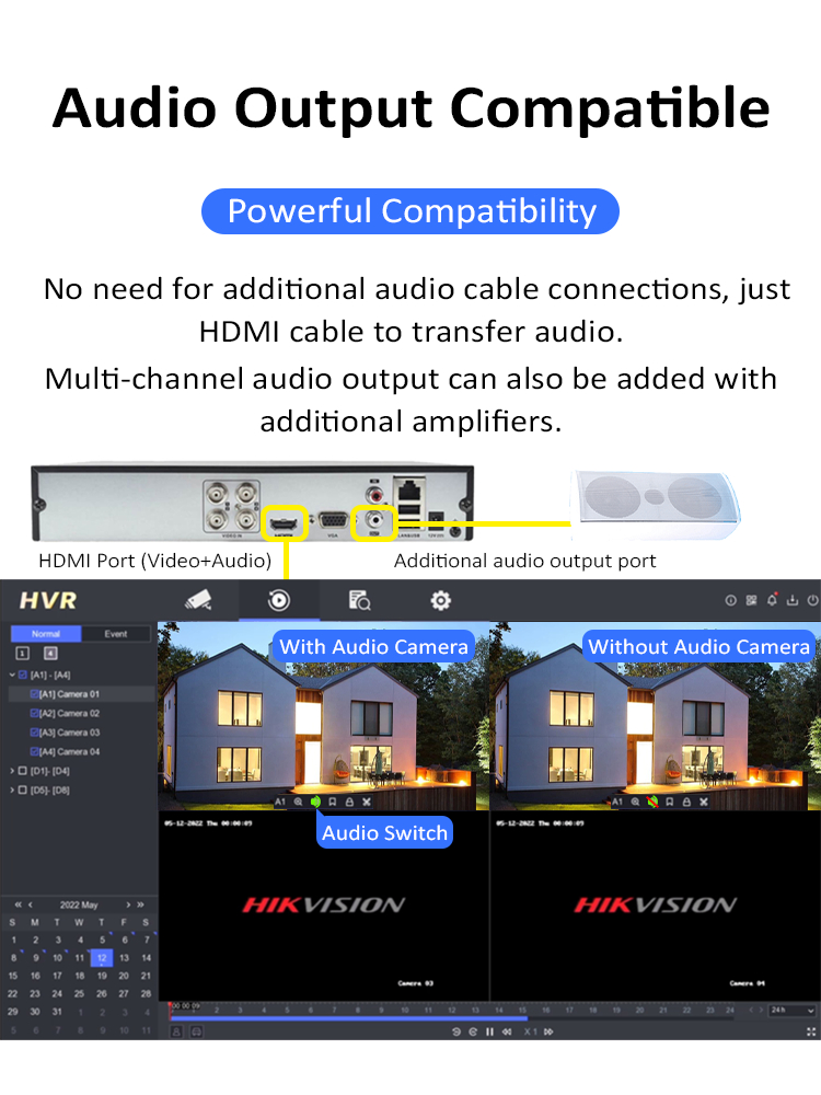 HIKVISION CCTV DVR 1080P 1U H.265 DVR 4 8 16CH Audio over Coaxial Cable ...