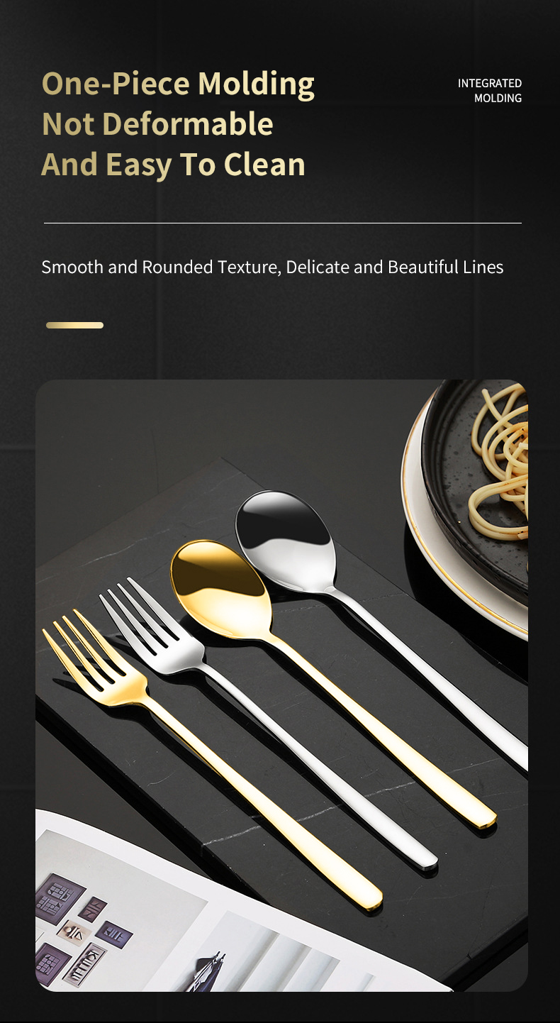 12pcs Stainless Steel Spoon and Fork Set Korean Cutlery Dinnerware Food ...