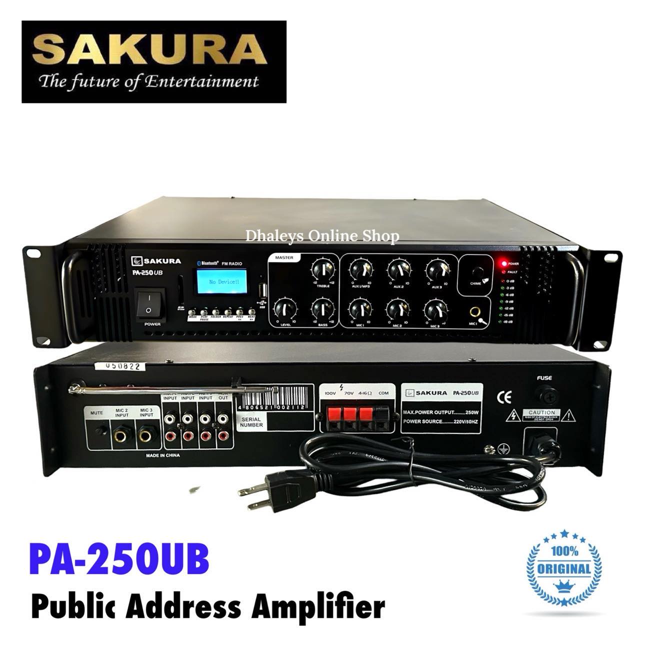Sakura PA-250UB Public Address Amplifier 250watts RMS with 4Ω / 8Ω ...
