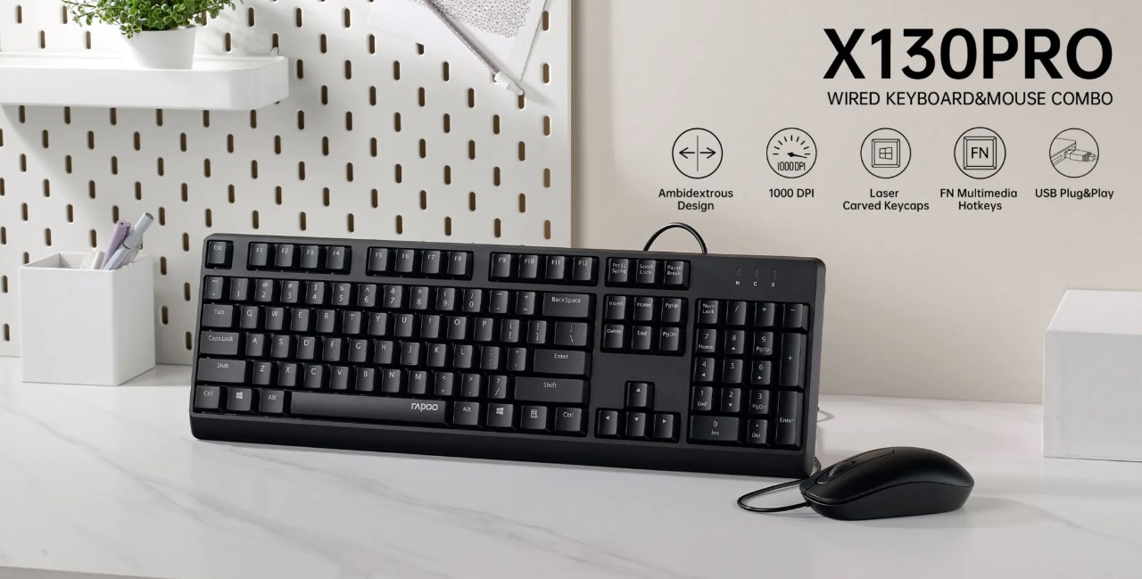RAPOO X130Pro Wired Optical Mouse & Keyboard Combo | Shopee Philippines