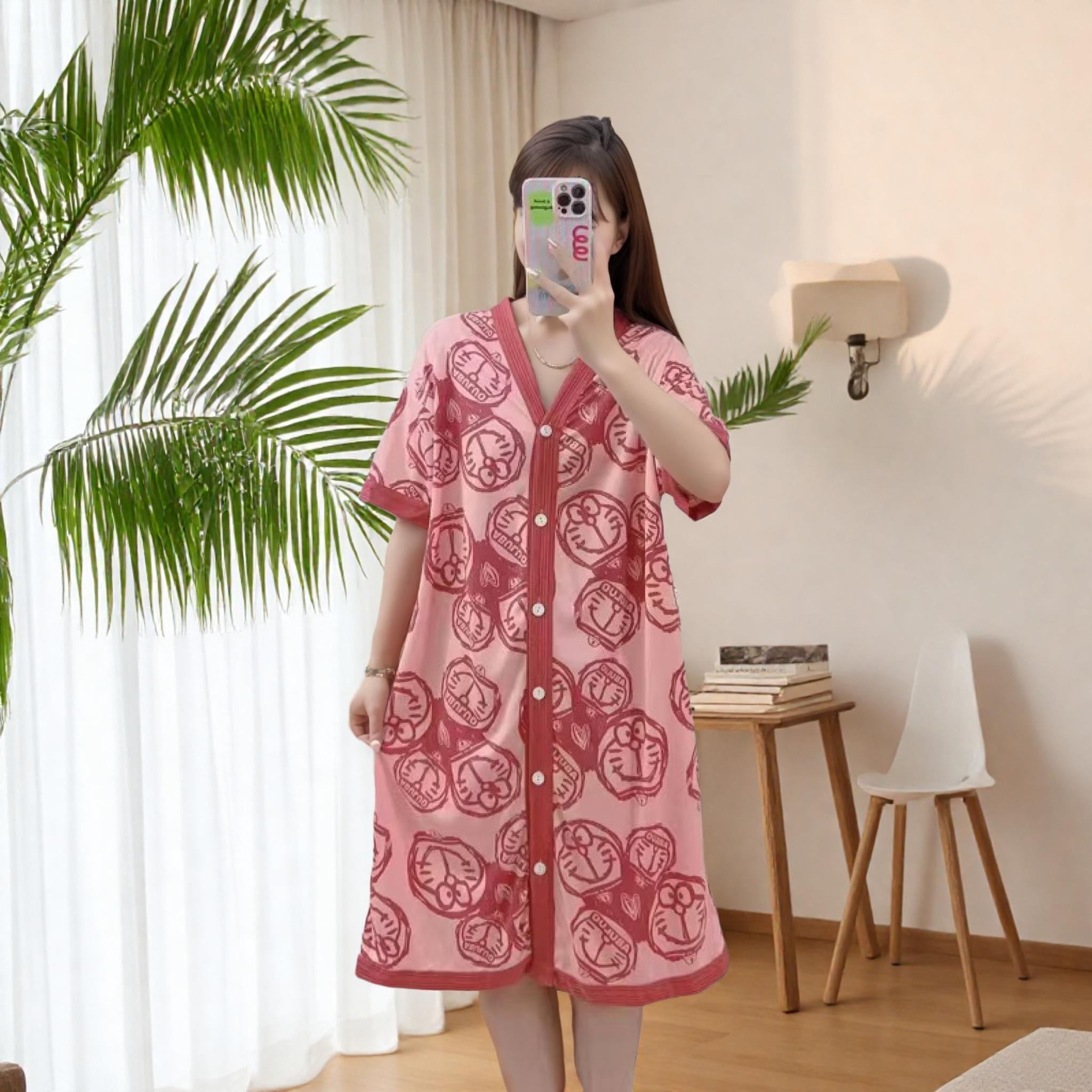 V neck Korean style cotton cardigan fashionable nightgown/bathrobe ...