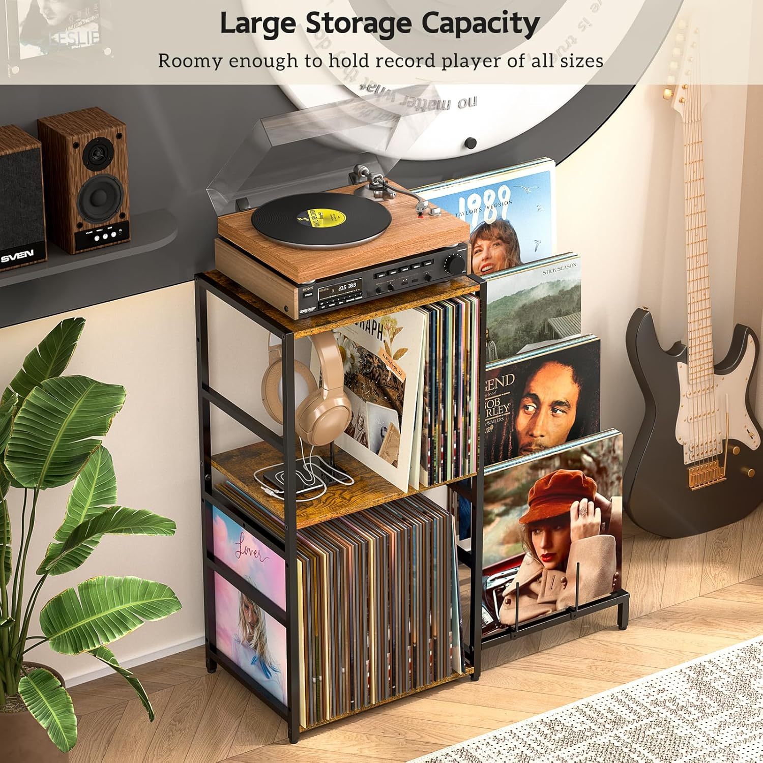 Record Player Storage Rack 3 Layer Records Organizer Book Paper ...
