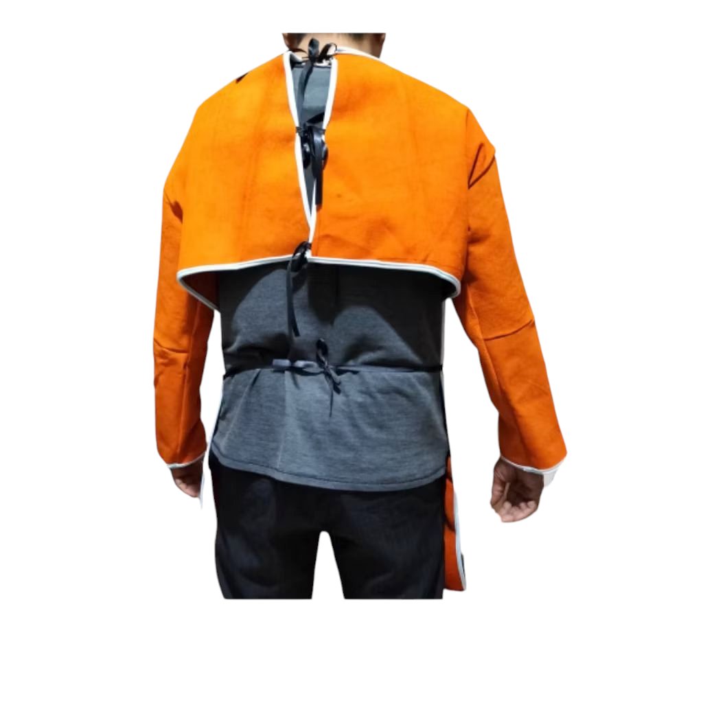 Cow Leather Apron Jacket Welding Safety Apron Heat Resistant Body ...