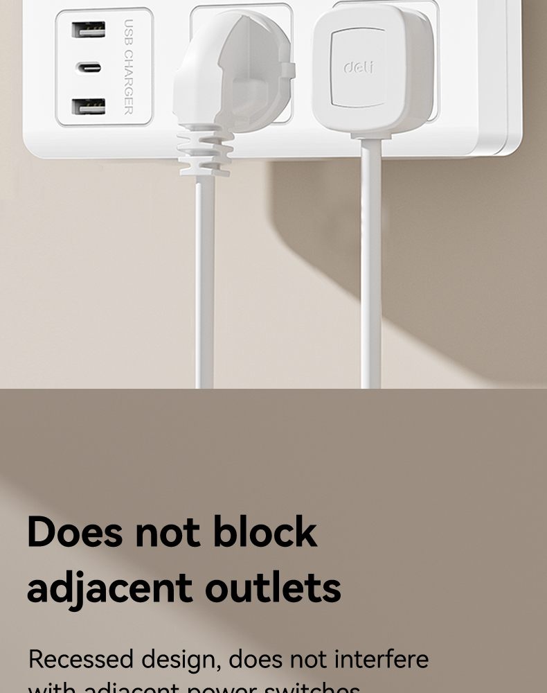 Deli Multifunctional Power Socket 20W USB-A/USB-C Expansion Socket With ...