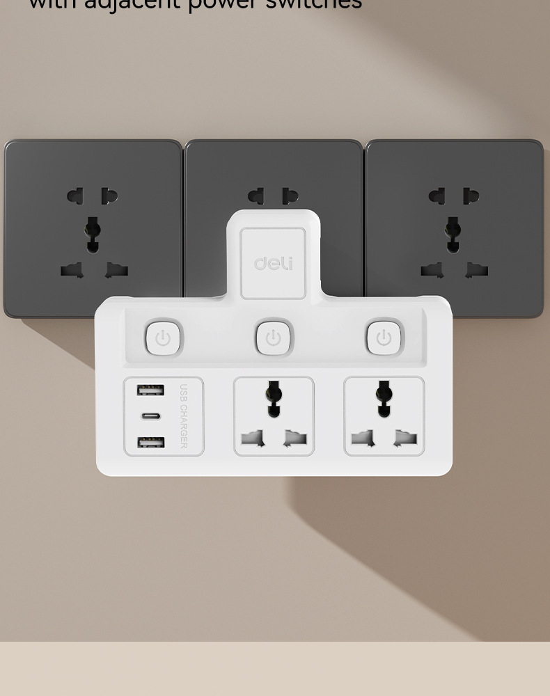Deli Multifunctional Power Socket 20W USB-A/USB-C Expansion Socket With ...