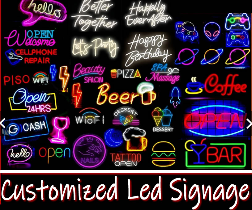 customized led signage for Business, Home Decorations and Display neon ...