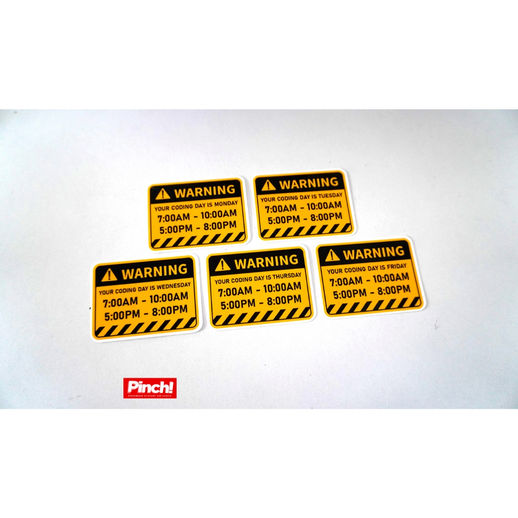Pinch - Car Coding Reminder Scheme Sticker - 2pcs | Shopee Philippines