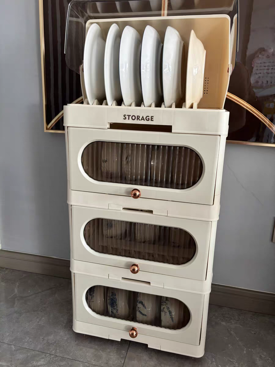 Kitchen Dish Rack Dish Cabinet Dish Drain Cabine Foldable Kitchen ...