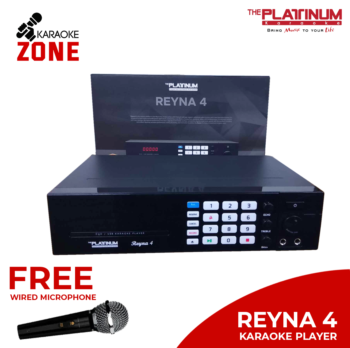 The Platinum Karaoke Reyna 4 / 21000+ songs Free wired Mic / Platinum ...