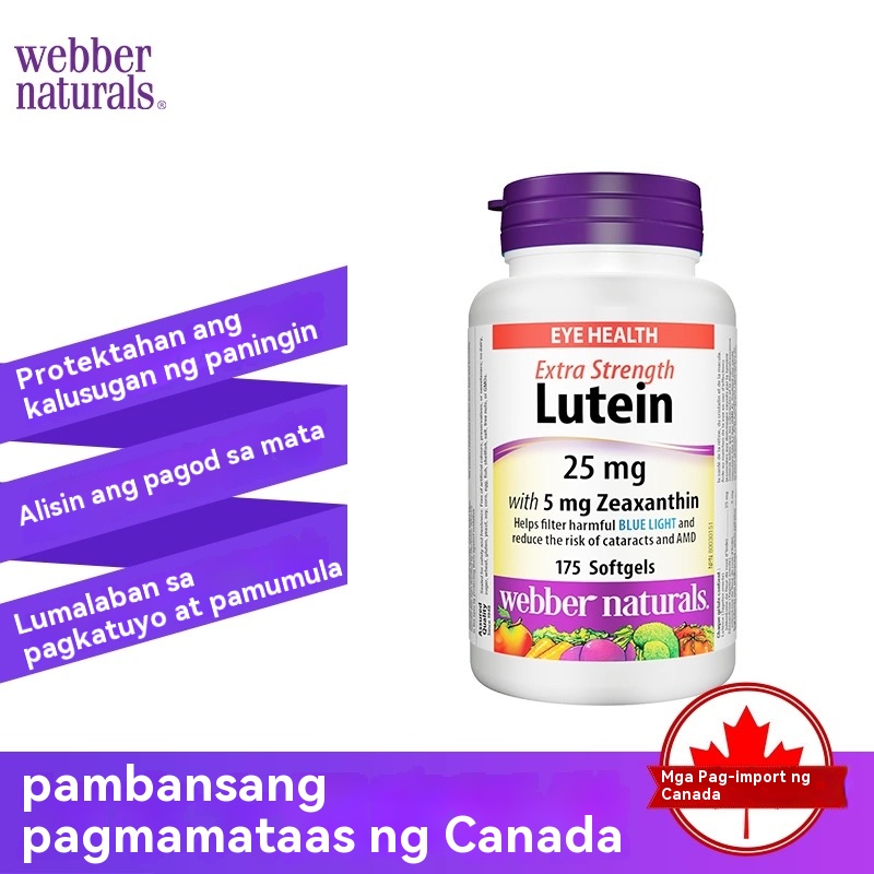 Webber Naturals Lutein Zeaxanthin Lutein Adult Eye Care Capsules 175 ...