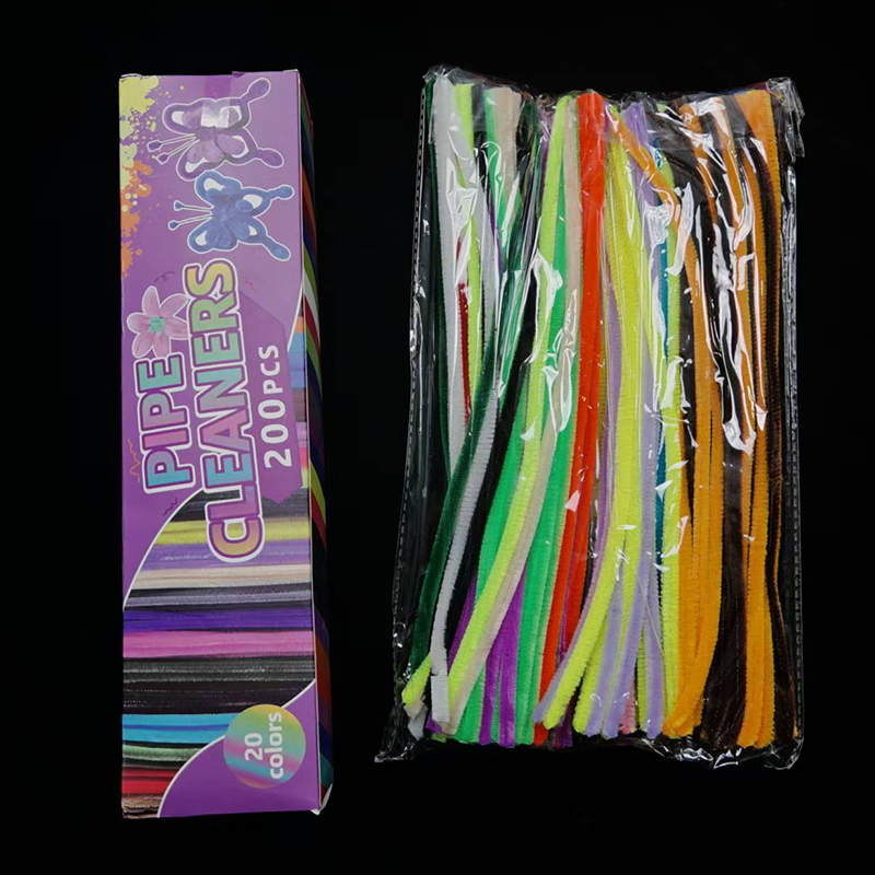 200pcs Fuzzy Wire Packaging Plush Tube Chenille Wire Fluffy Sticks DIY ...