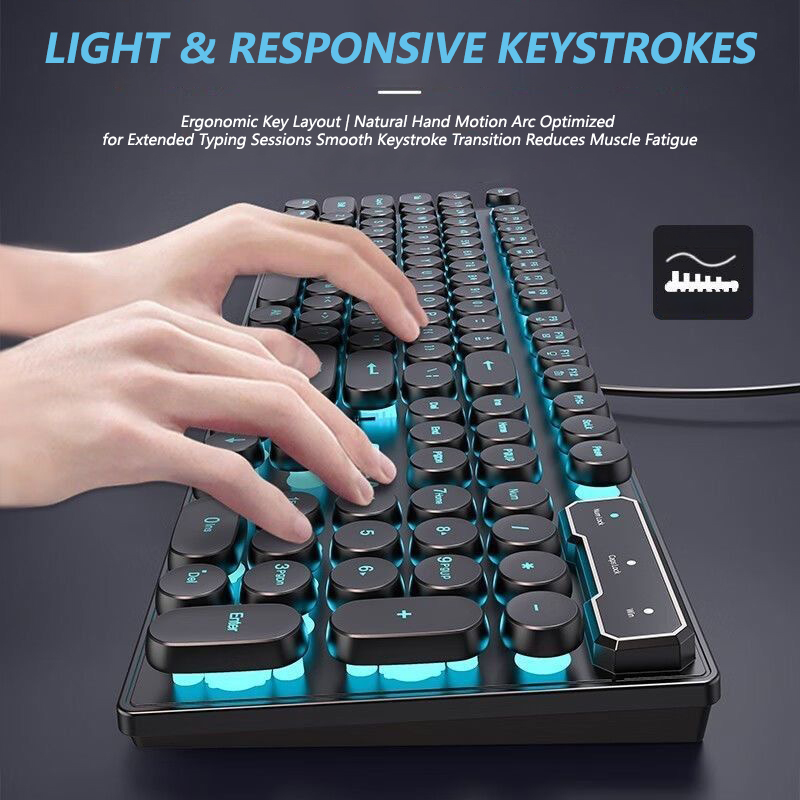 Zeus ZK-13 Gaming Mechanical Feel Keyboard Retro Keycap 104 keys With ...