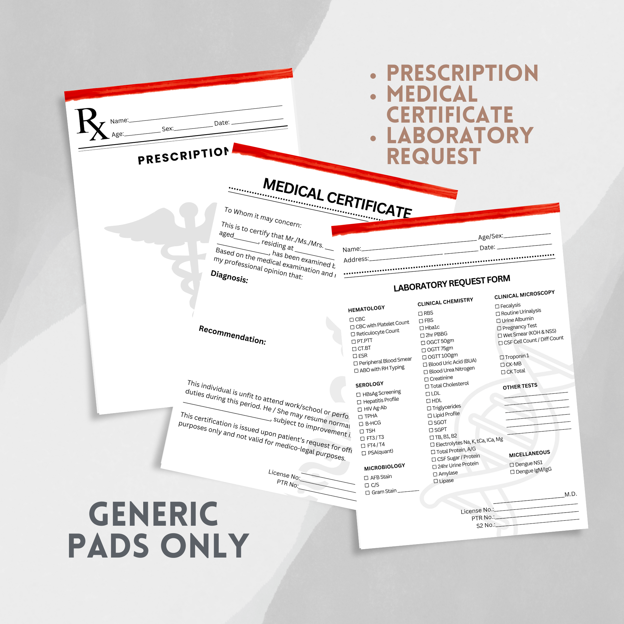 Generic Prescription Pad | Rx Prescription | Pad | Med Cert. Pad ...