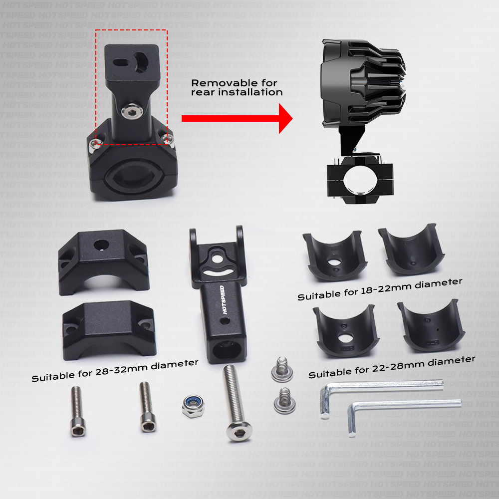 HOTSPEED CNC Motorcycle Mini Driving Light Bracket Led Light Mount Clamp Headlight Alloy Holder ...