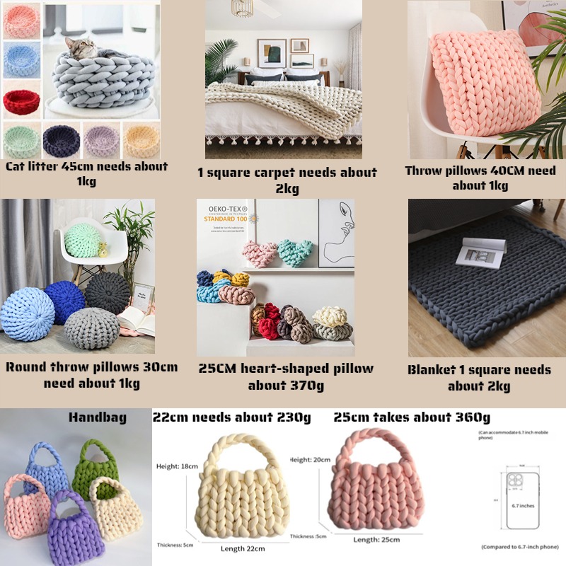 500g Chunky Tube Yarn Hand Knitting Iceland Wool Yarn Chunky Cotton ...