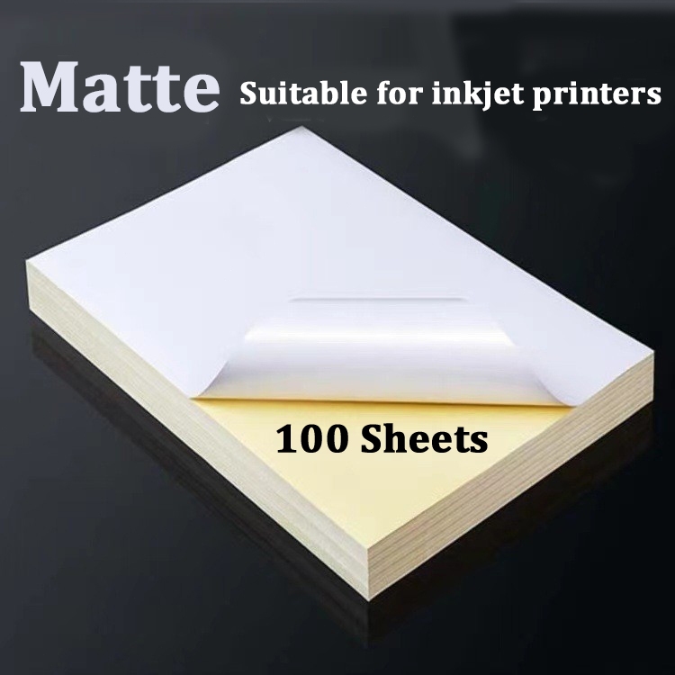 H&L 100pcs 50pcs Printable Inject Sticker paper Matte, Glossy & Kraft ...