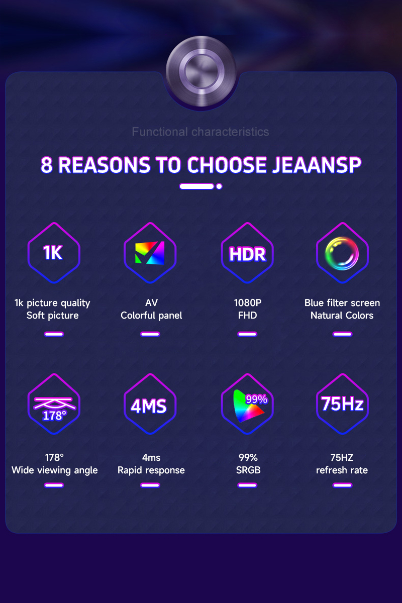 JEAANSP PC Monitor IPS 19/22/24/25 inches Murch Flat Screen 5ms 7mm computer Office Monitor ...