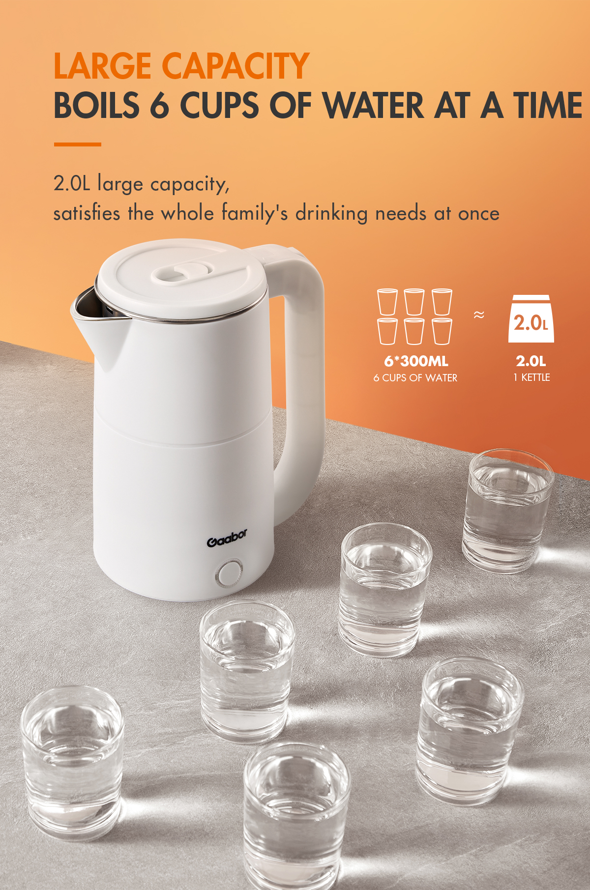 Gaabor Stainless Electric Kettle Fast Boiling Heater Kettle Anti ...